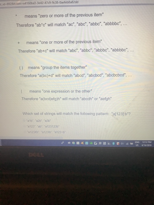 Solved The following presents a system of pattern matching | Chegg.com