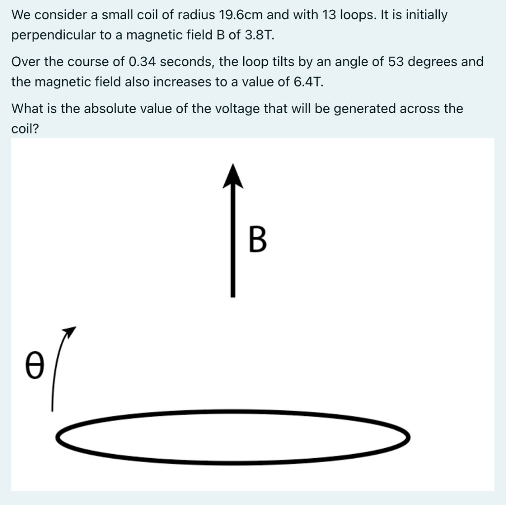 Solved We consider a small coil of radius 19.6 cm and with | Chegg.com