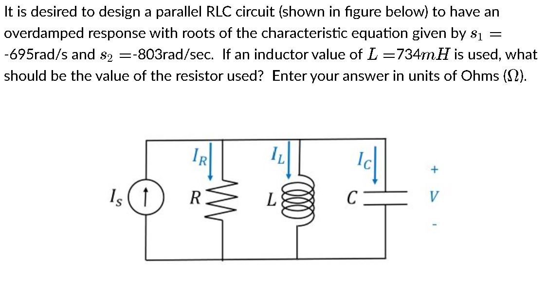 Solved It is desired to design a parallel RLC circuit (shown | Chegg.com