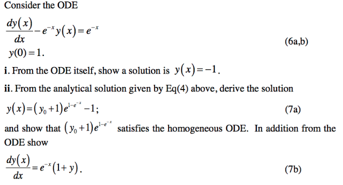 Solved Consider the ODE ах y(0) = 1. .. From the ODE itself, | Chegg.com