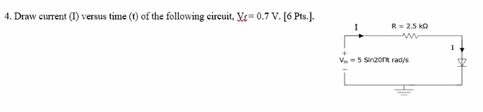 Solved 4. Draw current (I) versus time (t) of the following | Chegg.com