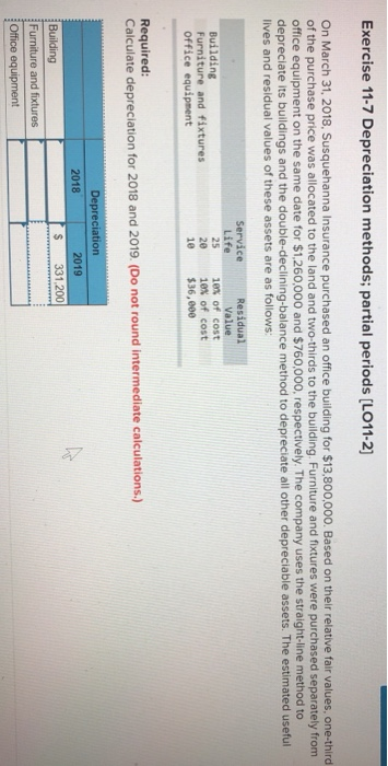 Solved Exercise 11-7 Depreciation methods; partial periods | Chegg.com