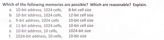 Solved Which of the following memories are possible? Which | Chegg.com