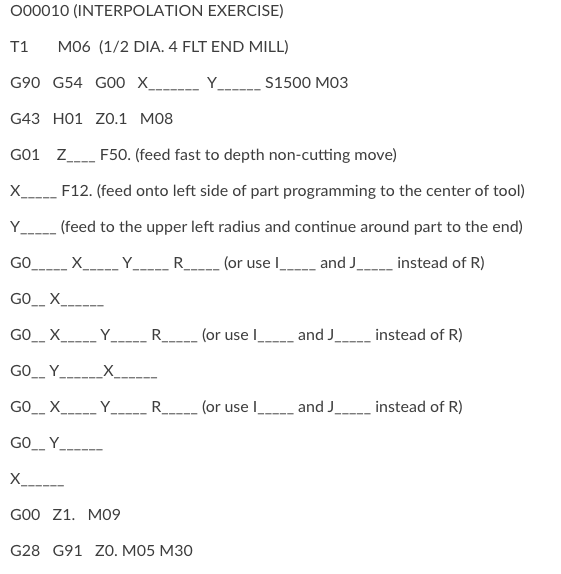 Solved Interpolation Exercise Without Cutter Compensation | Chegg.com