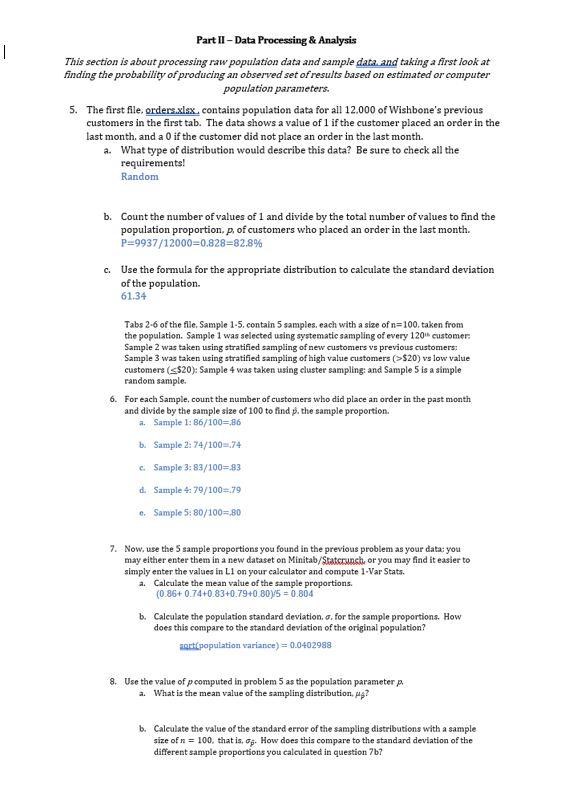 Part II - Data Processing \& Analysis This section is | Chegg.com