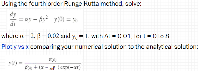Solved Using the fourth-order Runge Kutta method, solve: dy | Chegg.com
