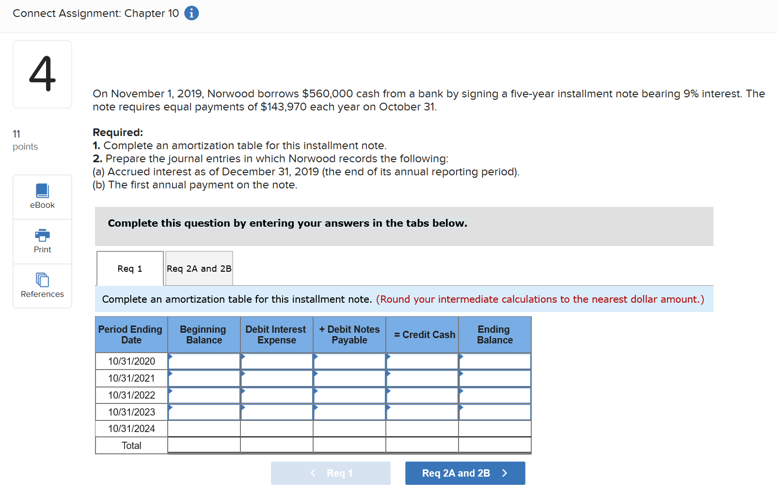 Solved Connect Assignment: Chapter 10 i On November 1, 2019, | Chegg.com