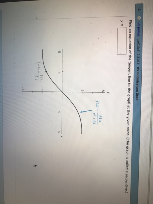 Solved 12. -15 points LarCalc11 2.3.071. 0/2 Submissions | Chegg.com Solved 12. -15 points LarCalc11 2.3.071. 0/2 Submissions | Chegg.com