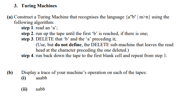 Solved TM (Turing Machines) 1) Constructing a TM that | Chegg.com