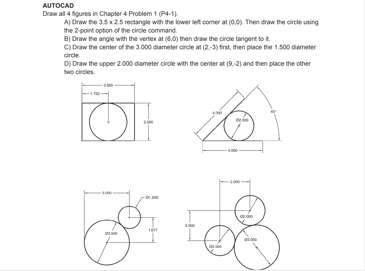 Solved AUTOCADDraw all 4 ﻿figures in Chapter 4 ﻿Problem | Chegg.com