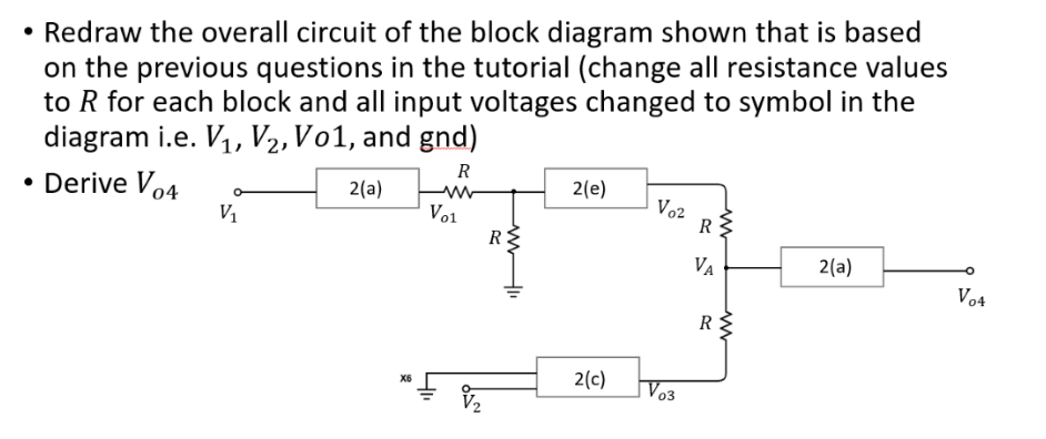 Redraw the overall circuit of the block diagram | Chegg.com