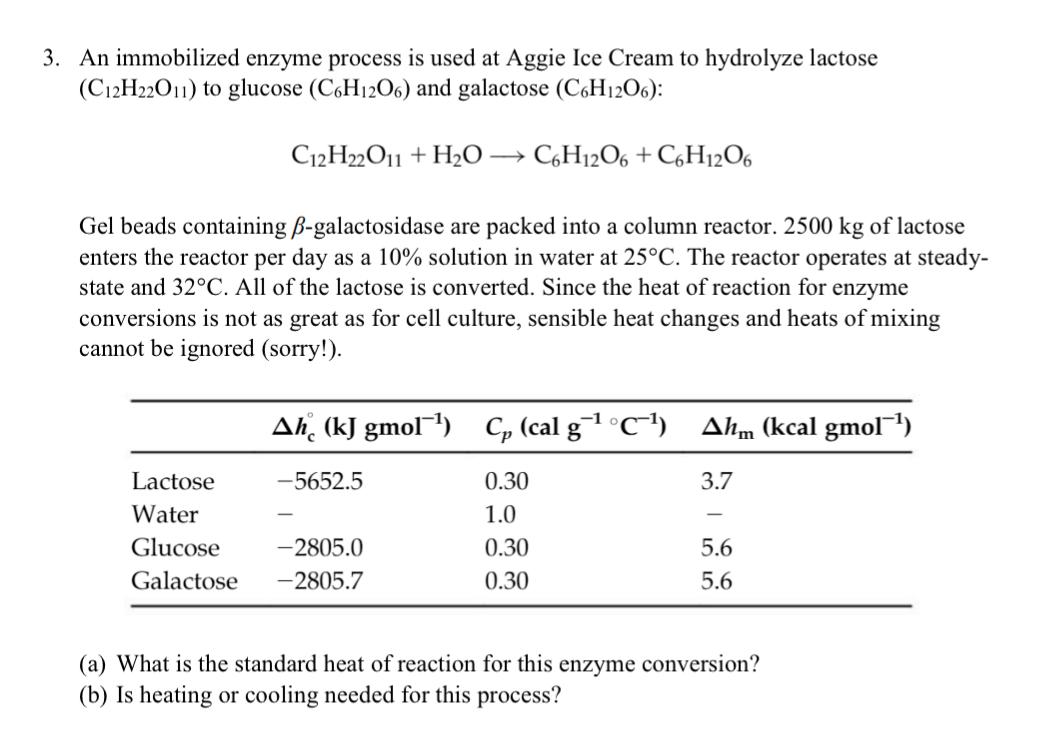 Solved An immobilized enzyme process is used at Aggie Ice | Chegg.com