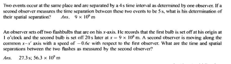 Solved Two events occur at the same place and are separated | Chegg.com