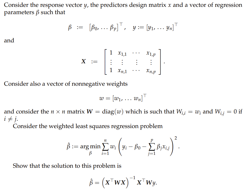 Solved Consider the response vector y, the predictors design | Chegg.com