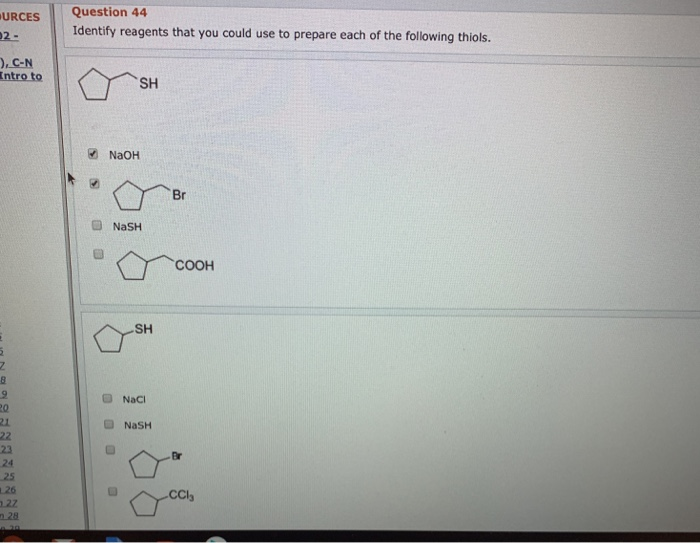 Solved URCES Question 44 Identify reagents that you could | Chegg.com