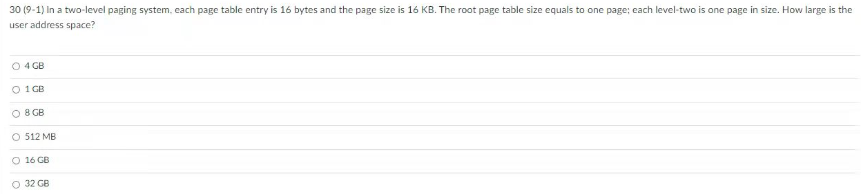 Solved 30 (9-1) In a two-level paging system, each page | Chegg.com
