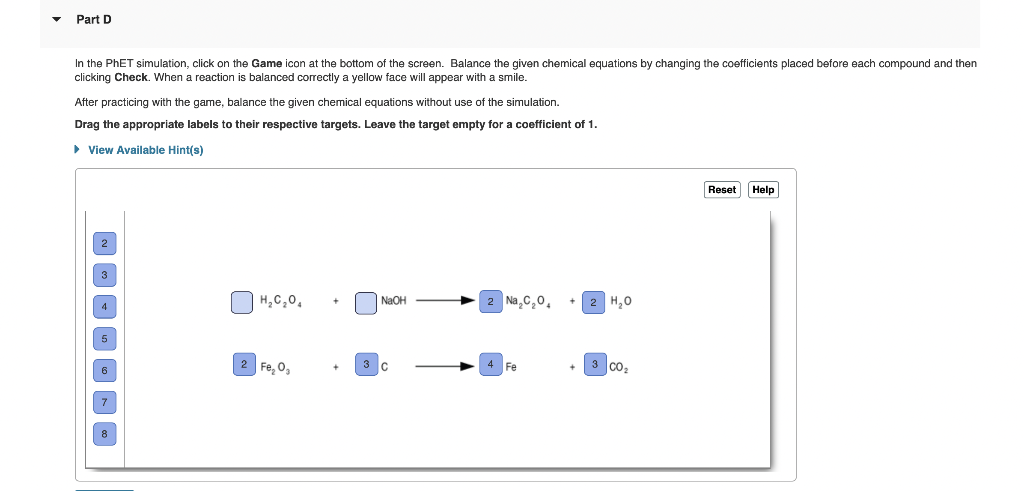 Solved In the PhET simulation, click on the Game icon at the | Chegg.com