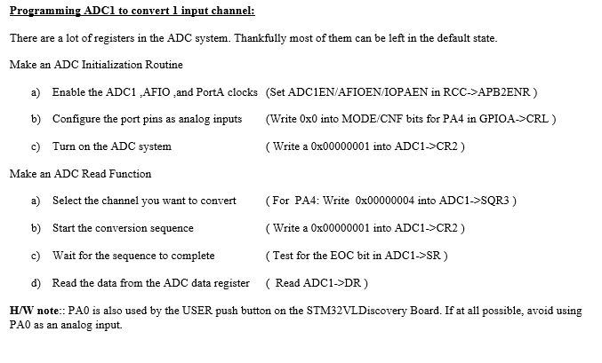 1) Create a library of functions to use with ADC1 on | Chegg.com