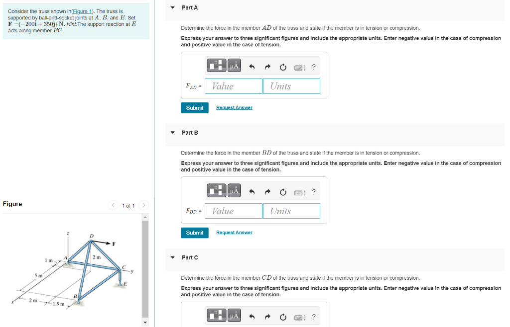 [Solved]: Consider the truss shown in(Figure 1). The truss
