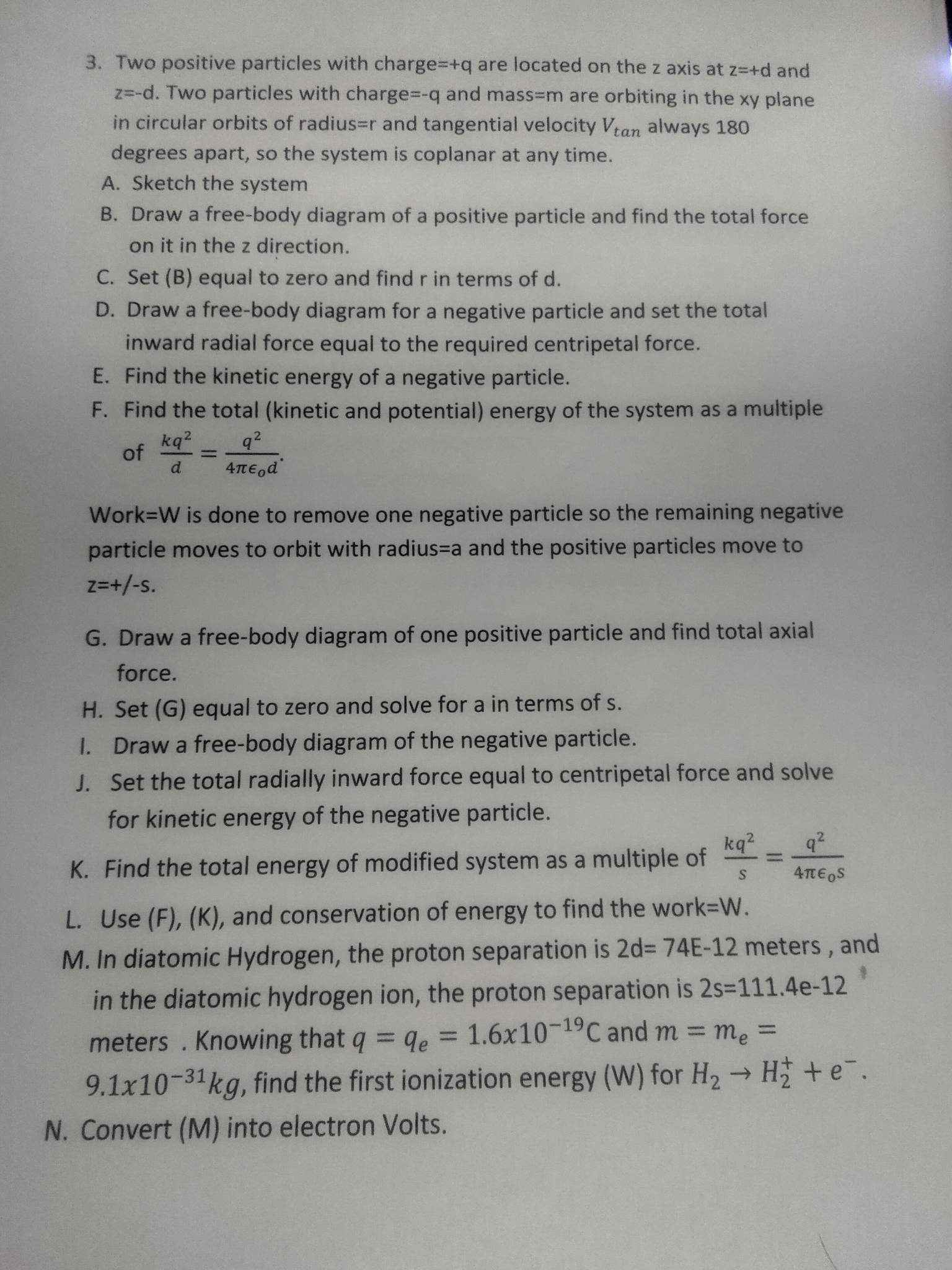3. Two positive particles with charge =+q are located | Chegg.com