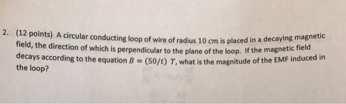 Solved A circular conducting loop of wire of radius 10 cm is | Chegg.com