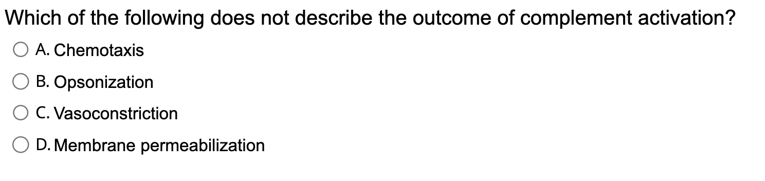 Solved Which of the following does not describe the outcome | Chegg.com