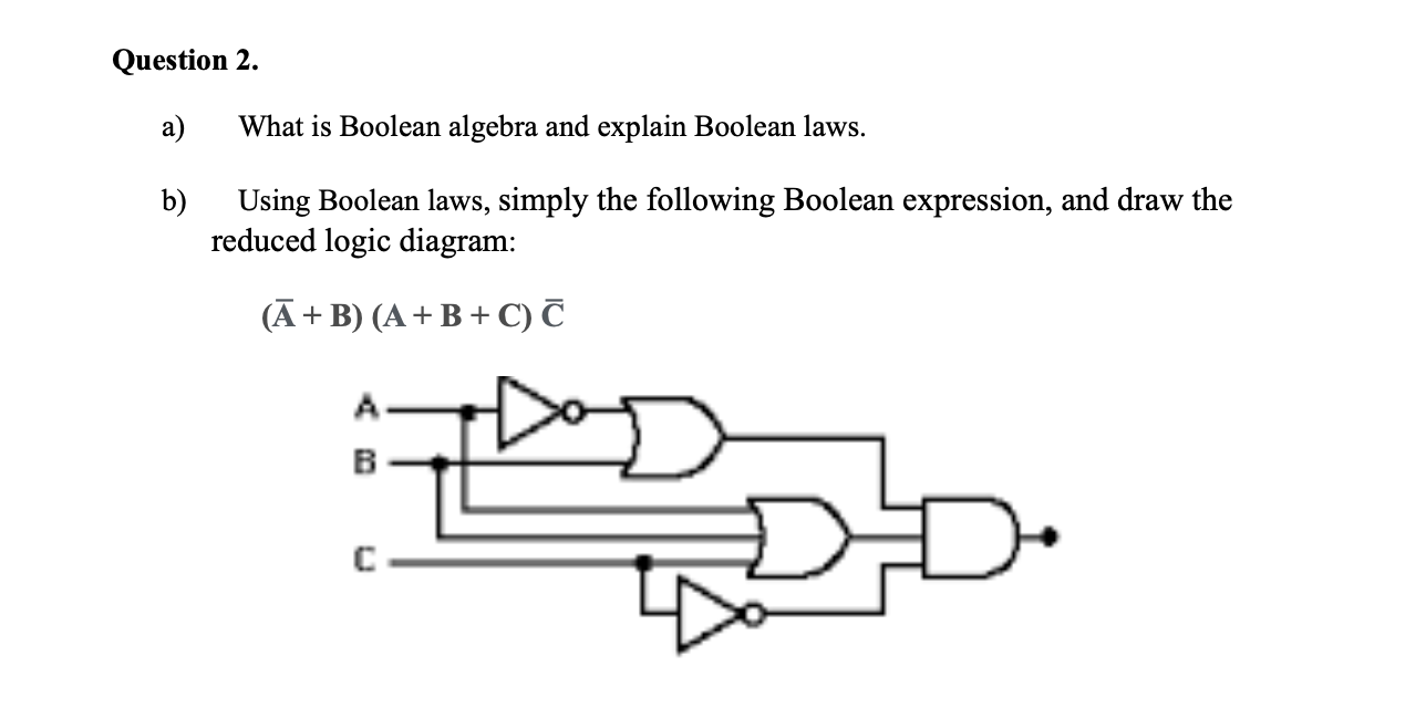 Solved Question 2. a) What is Boolean algebra and explain | Chegg.com