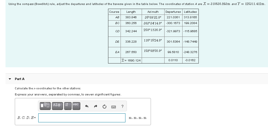 Solved Using the compass (Bowditch) rule, adjust the | Chegg.com