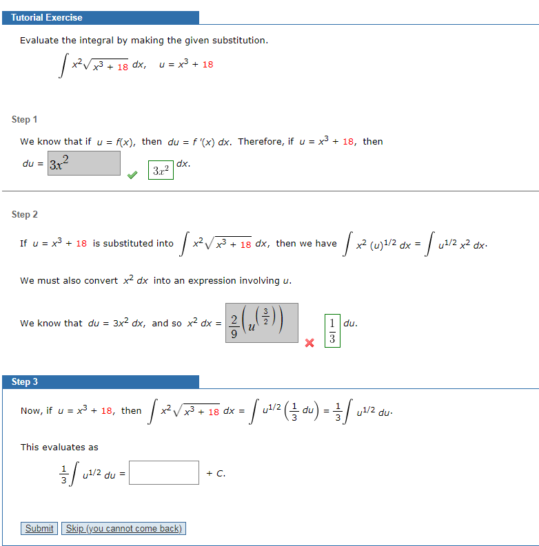 Solved Tutorial Exercise Evaluate the integral by making the | Chegg.com