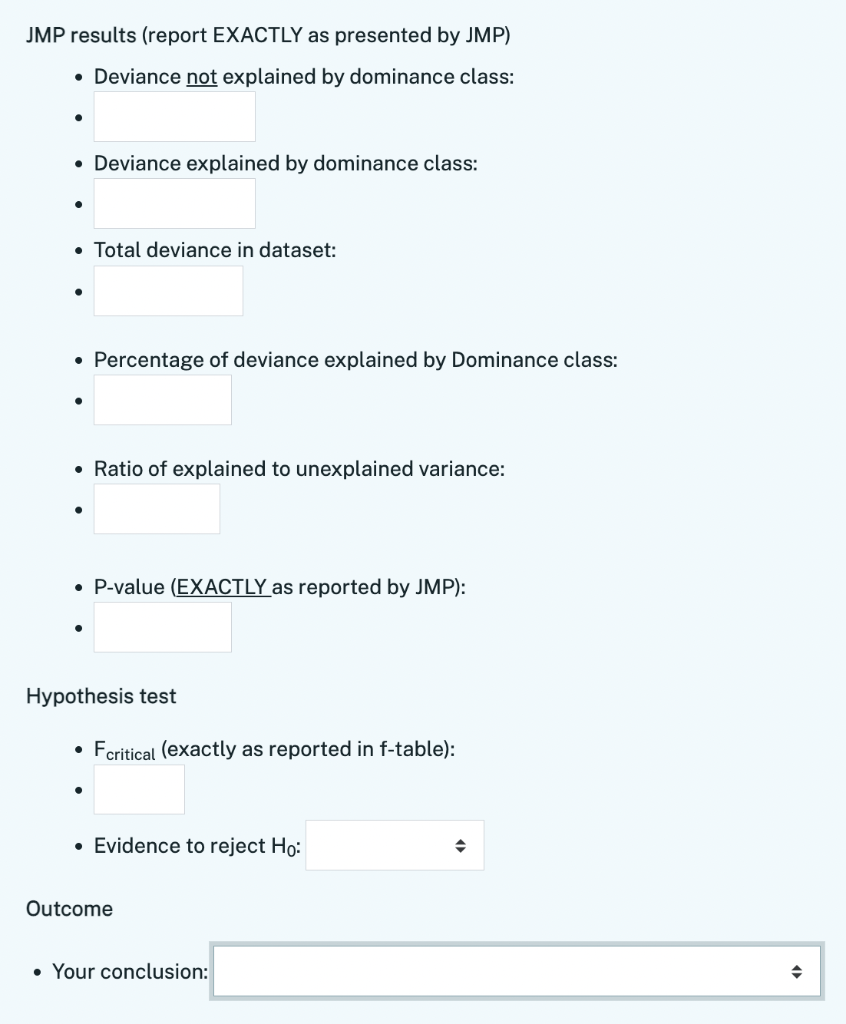 JMP results (report EXACTLY as presented by JMP) - | Chegg.com