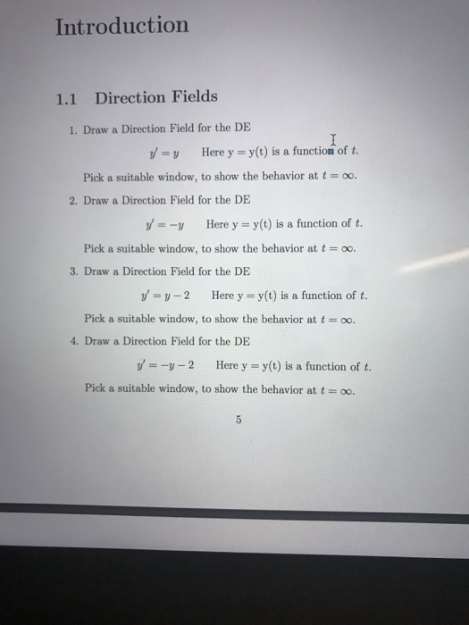 Solved Introduction 1.1 Direction Fields 1. Draw a Direction | Chegg.com