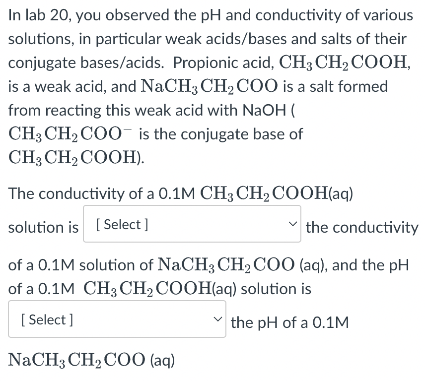Solved In lab 20 , you observed the pH and conductivity of | Chegg.com
