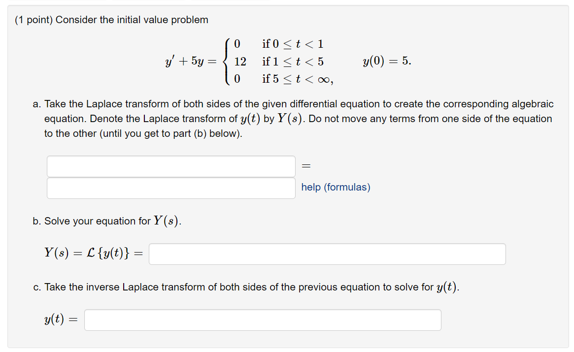 Solved (1 point) Consider the initial value problem | Chegg.com