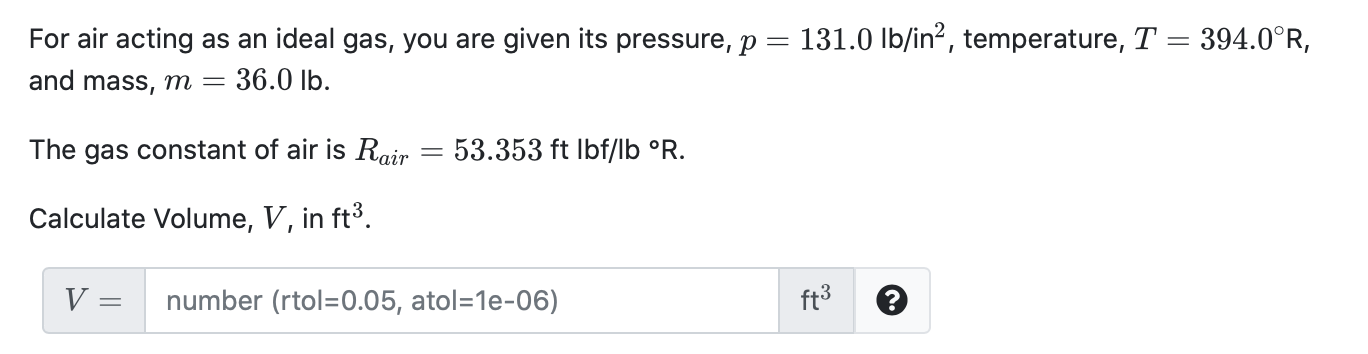 Solved For air acting as an ideal gas, you are given its | Chegg.com