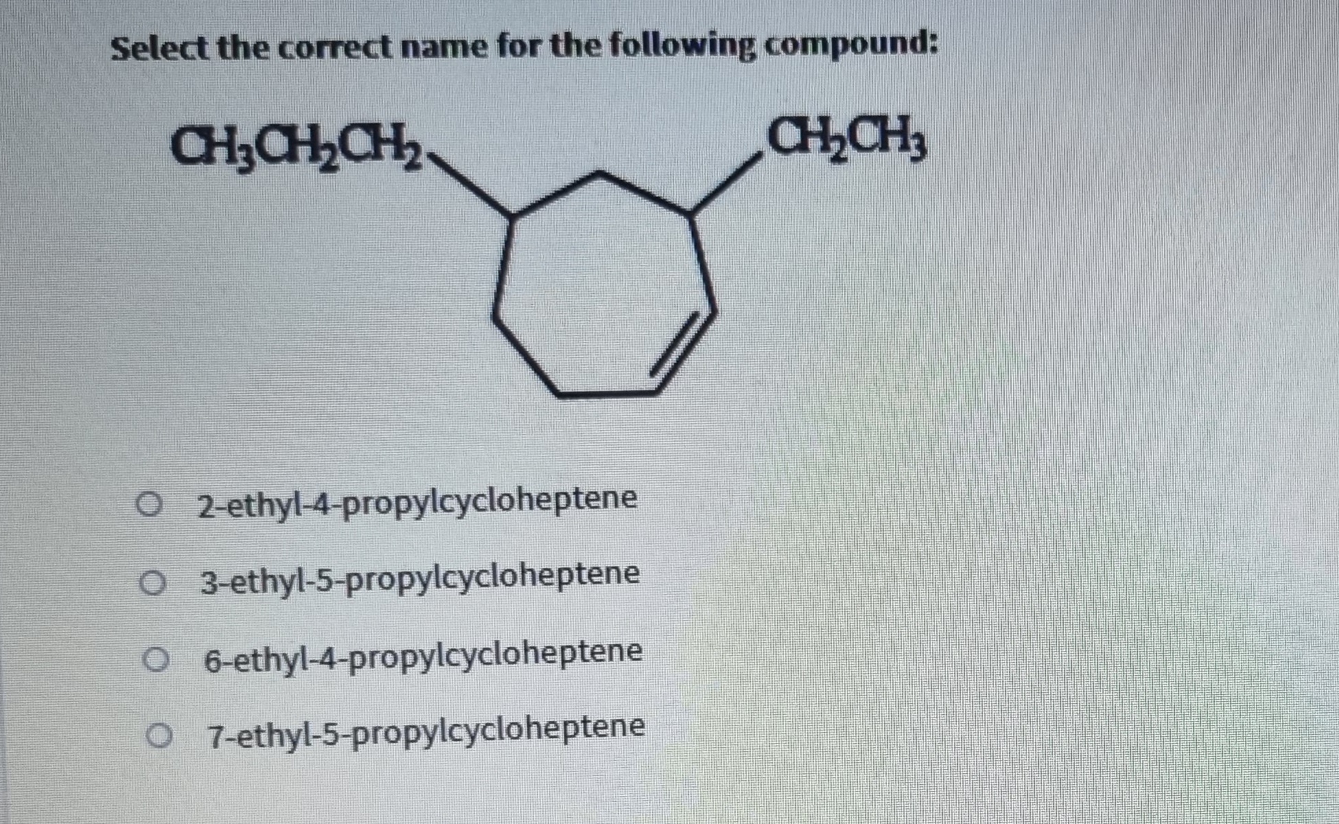 Solved Select the correct name for the following compound: | Chegg.com