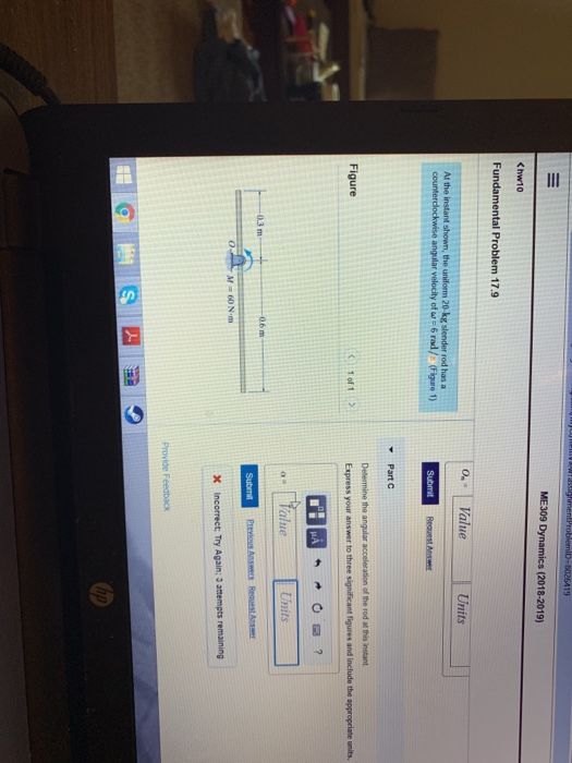 Solved ME309 Dynamics (2018-2019) hw10 Fundamental Problem | Chegg.com