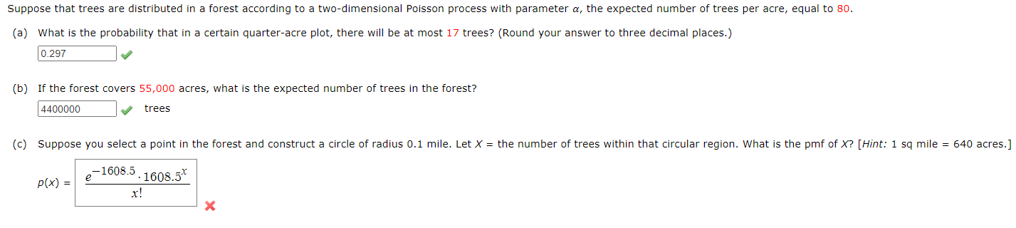 Solved Suppose that trees are distributed in a forest | Chegg.com