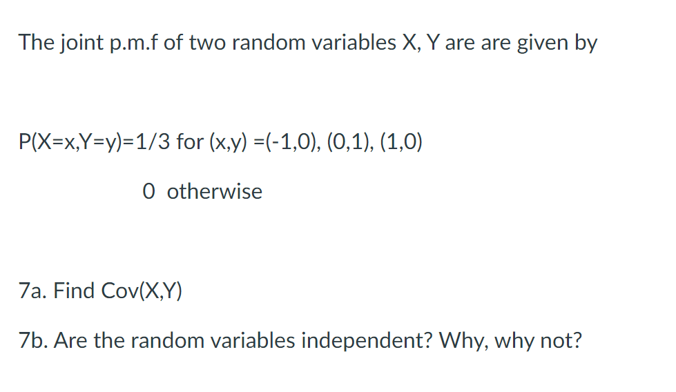 Solved The joint p.m.f of two random variables X, Y are are | Chegg.com