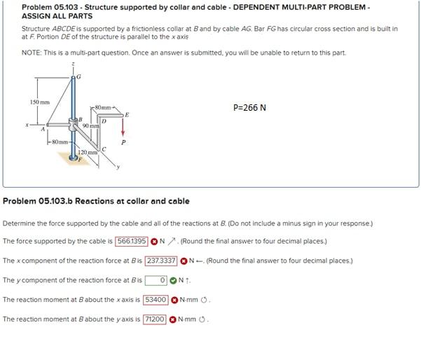 Solved Problem 05.103 - Structure supported by collar and | Chegg.com