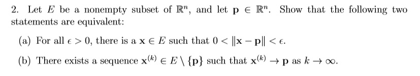 Solved 2. Let E be a nonempty subset of R", and let p E R". | Chegg.com