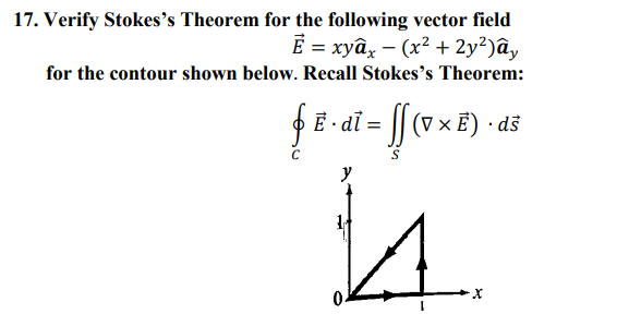 Solved 17. Verify Stokes's Theorem for the following vector | Chegg.com