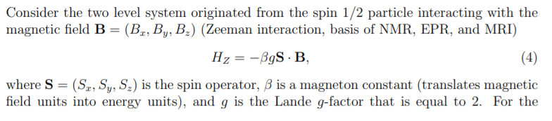 Solved Consider the two level system originated from the | Chegg.com