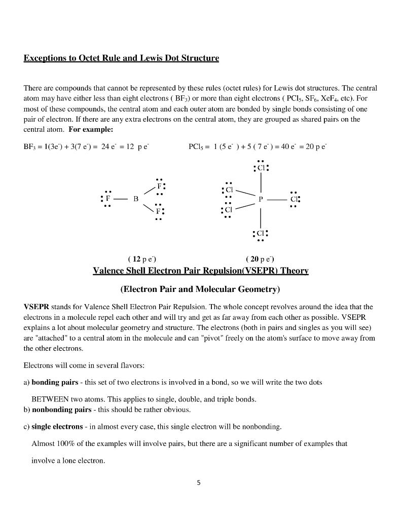 Solved Lewis Dot Structure / VSEPR Theory Materials: | Chegg.com