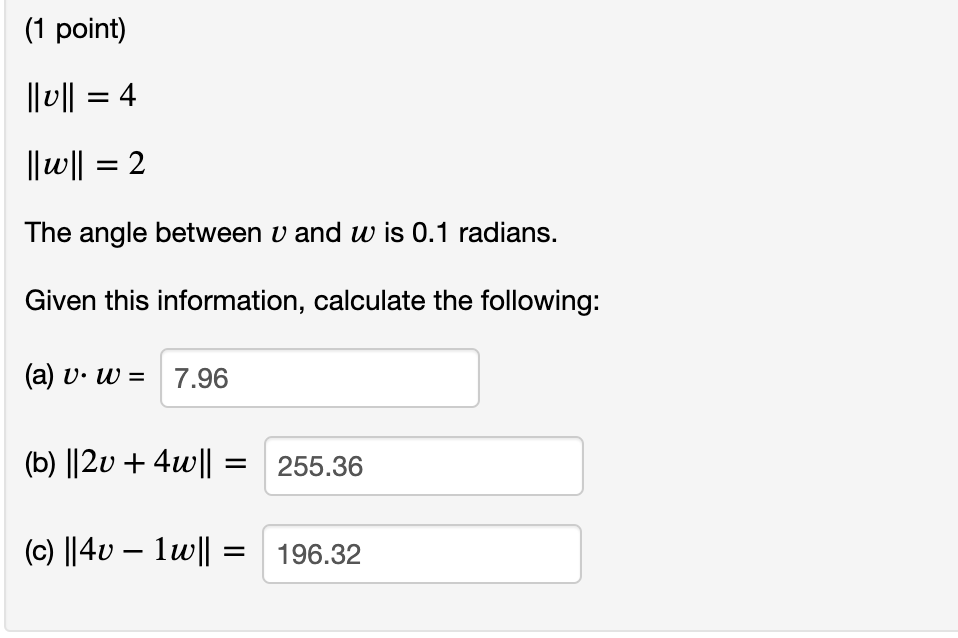 Solved (1 point) Let a = (-2,-6,6) and b = (-4,-1, 1) be | Chegg.com