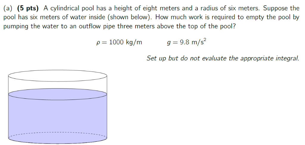 Solved (a) (5 pts) A cylindrical pool has a pool has six | Chegg.com