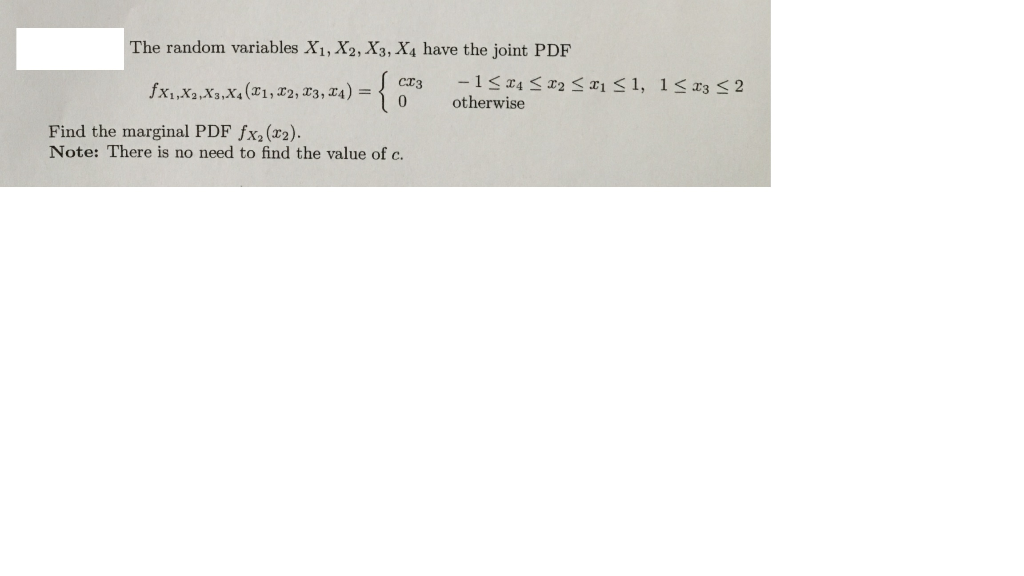 Solved The random variables X1, X2, X3, X4 have the joint | Chegg.com