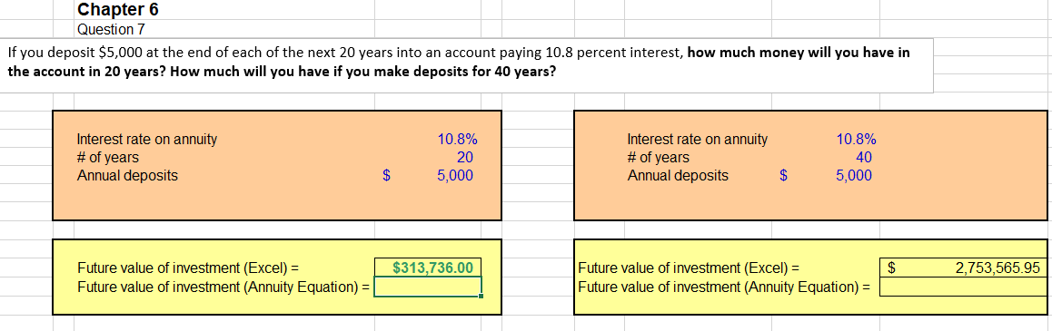 Solved Chapter 6 Question 7 If you deposit $5,000 at the end | Chegg.com