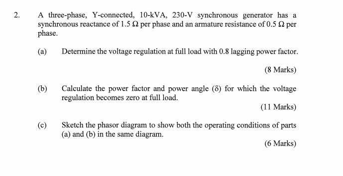 Solved 2 A Three Phase Y Connected 10 Kva 230 V