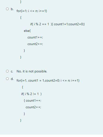 Solved b. for (i=1;i