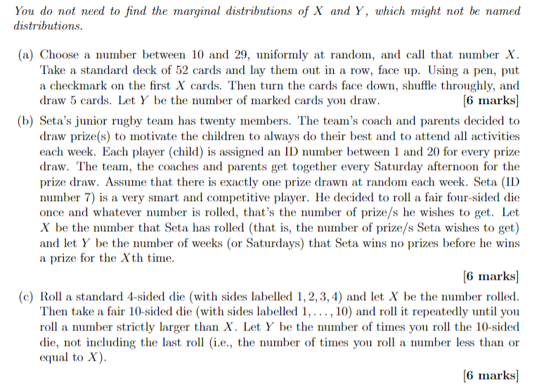 Solved 3. For each of the following pairs of random | Chegg.com
